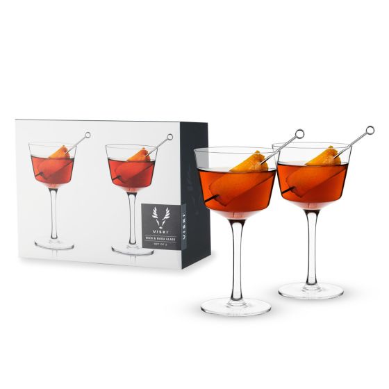 Angled Crystal Nick & Nora Glasses by Viski - Kinsip House of Fine Spirits